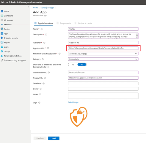 Add Android Store Apps to Microsoft Intune – TrioFox Support Team